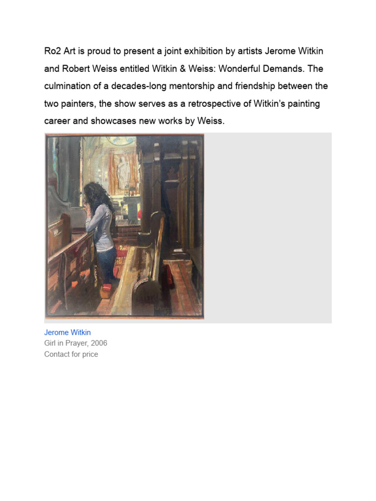 Jerome Witkin and Robert Weiss Entitled Witkin Weiss Wonderful Demands ...