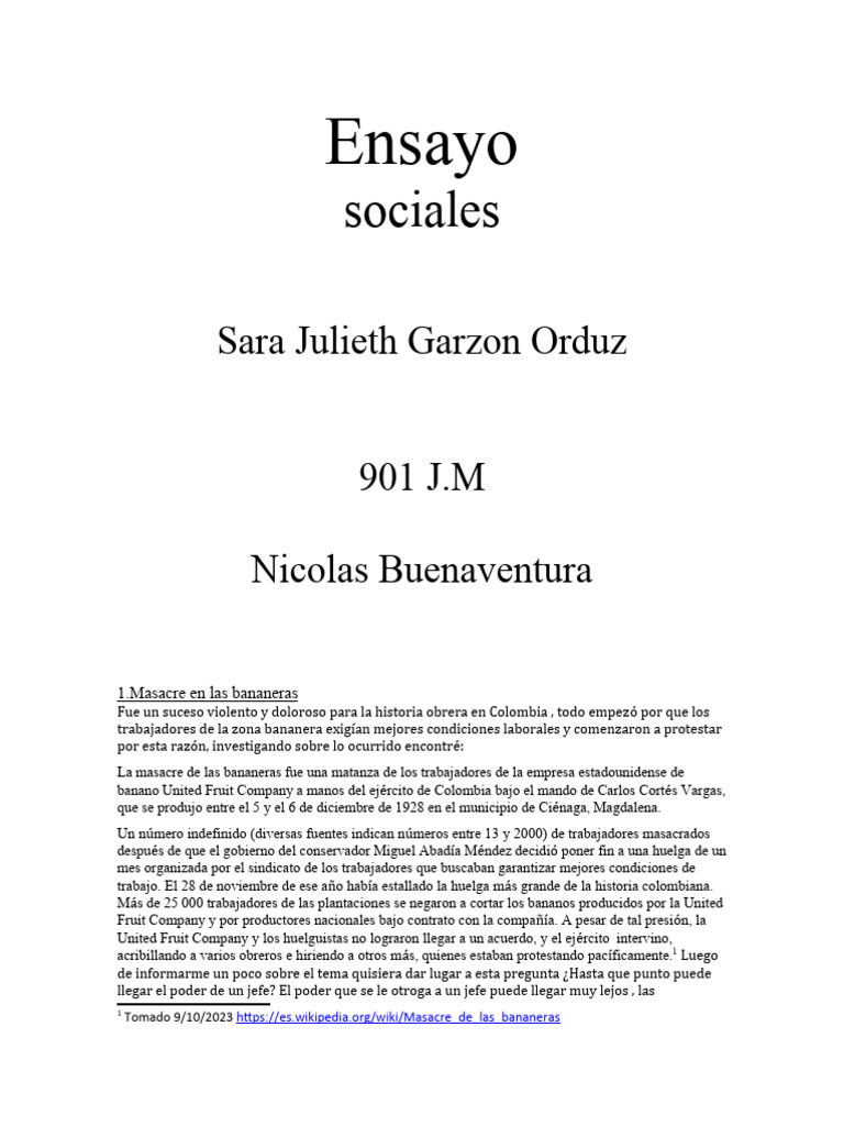 Ensayo Sara Garzon | PDF | Política de colombia | Colombia