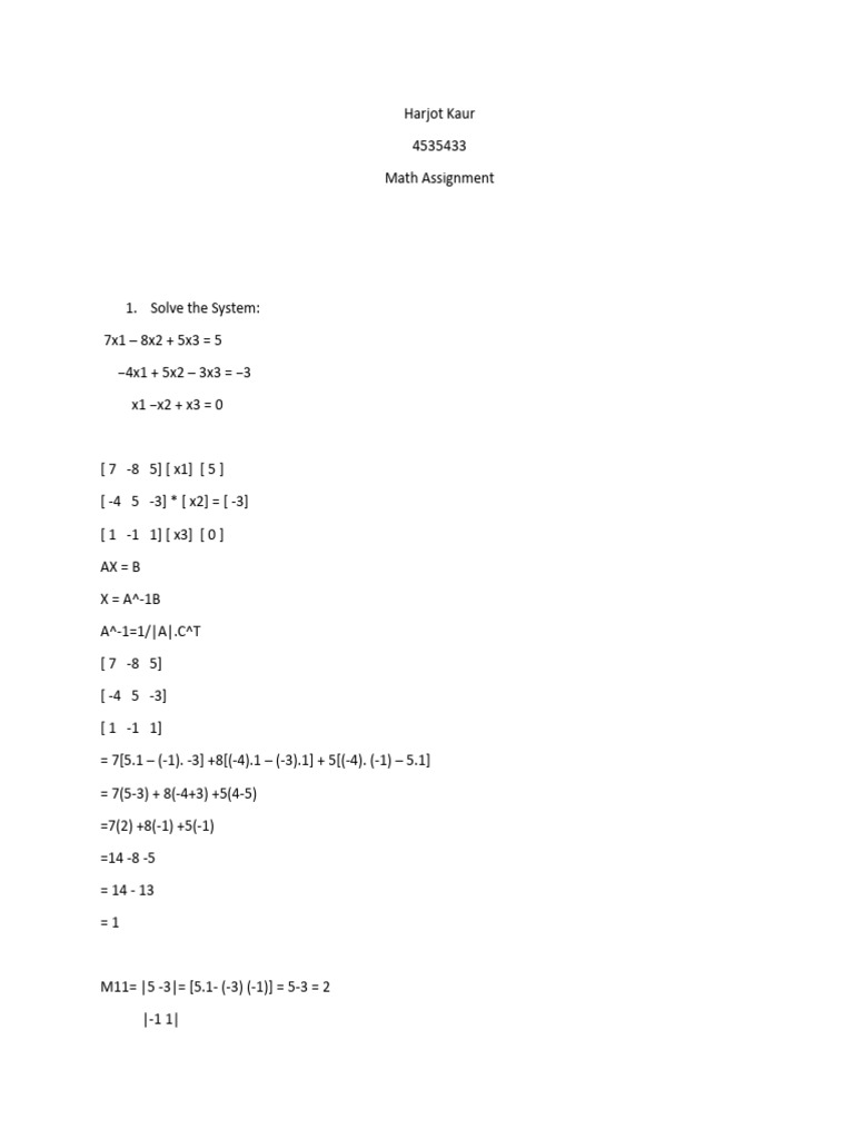 HarjotKaur 4535433 Math Assignment | PDF | Mathematical Objects | Mathematics Of Computing