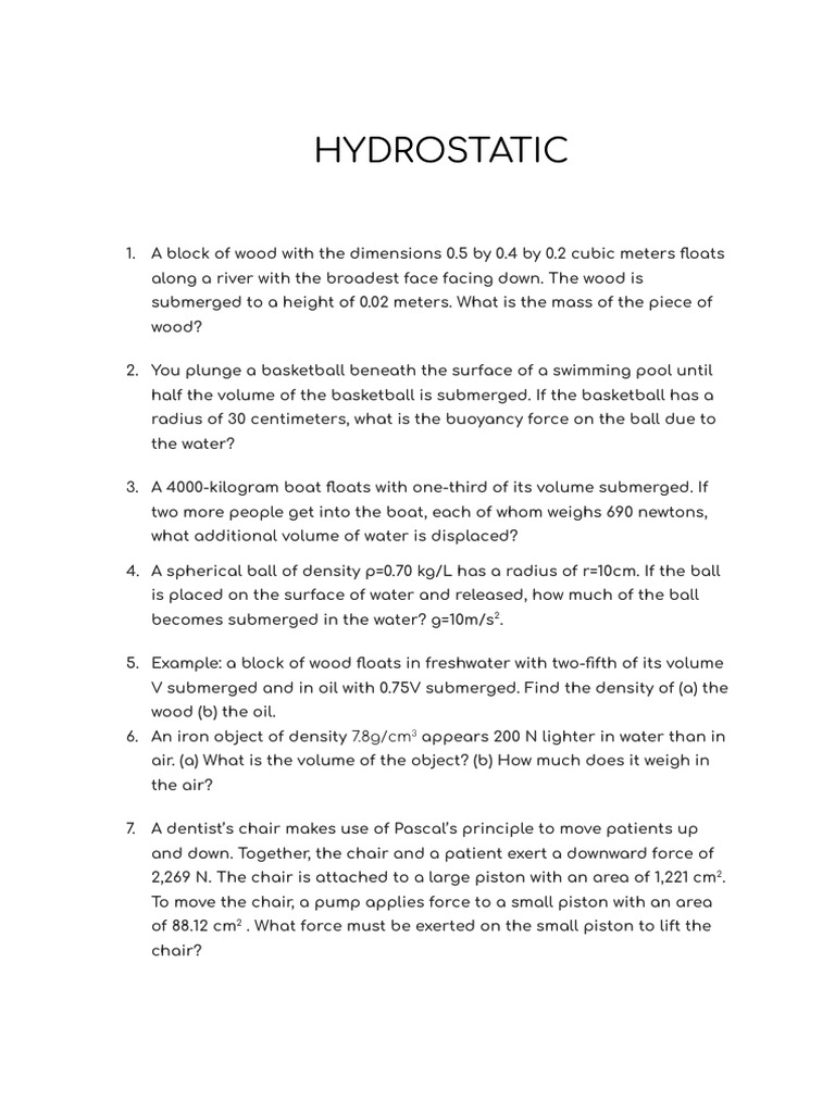 Archimedes' Principles in Hydrostatics | PDF | Home & Garden