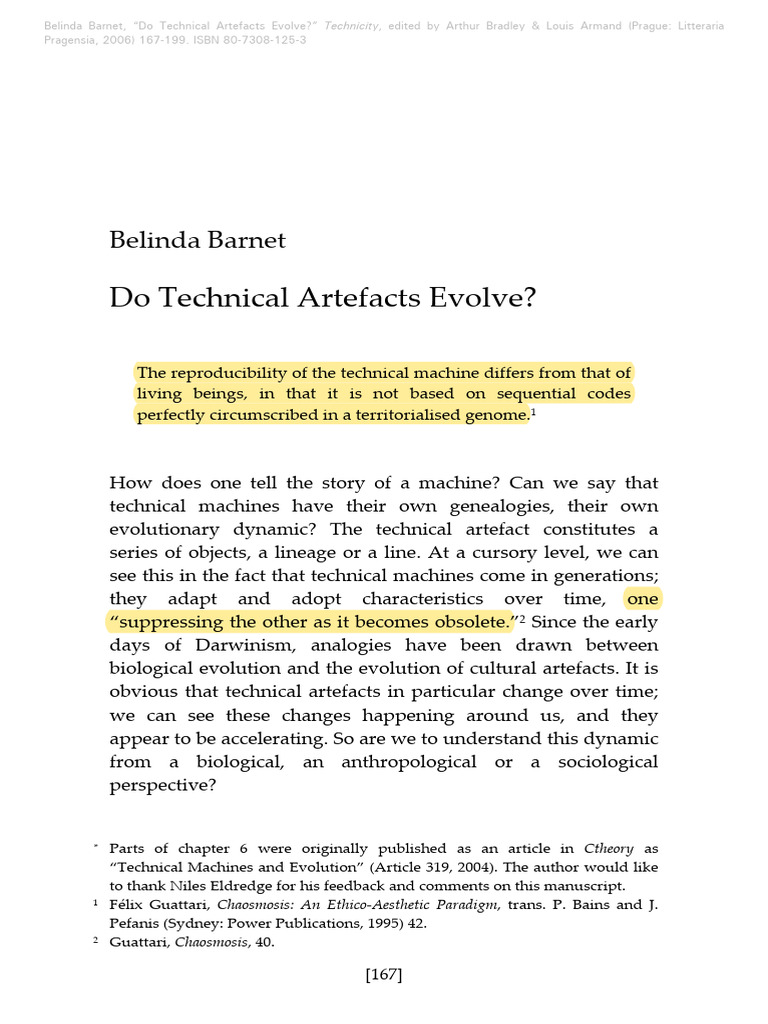 Do Technical Artefacts Evolve | PDF | Evolution | Thought