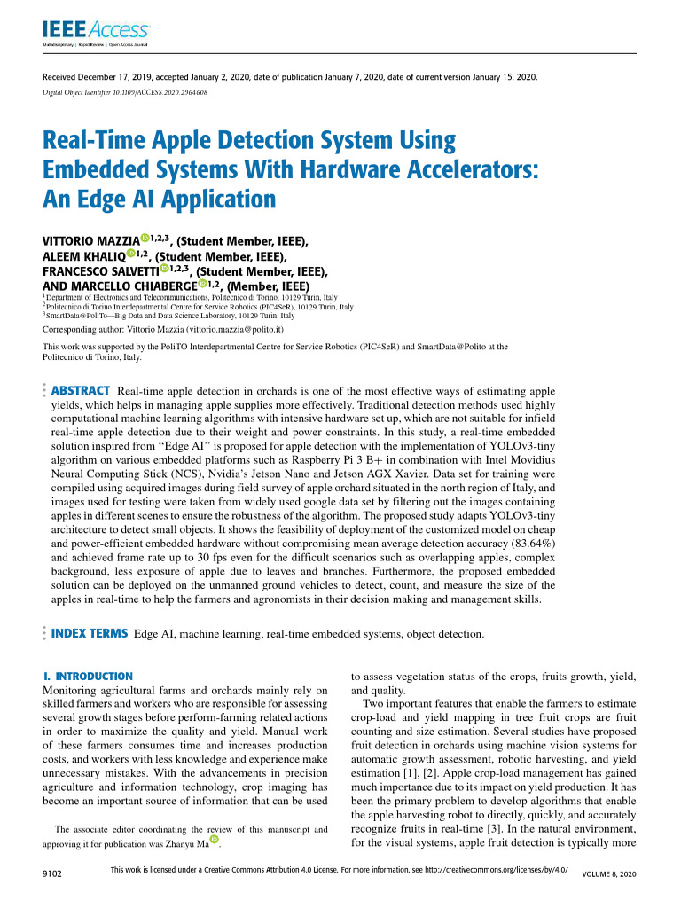 Real-Time Apple Detection System Using Embedded Sy | PDF | Graphics Processing Unit | Deep Learning