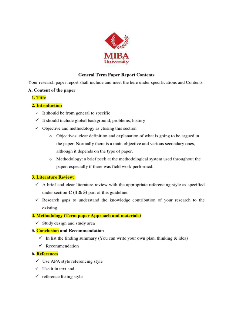Term Paper Guideline - Update | PDF | Methodology | Plagiarism