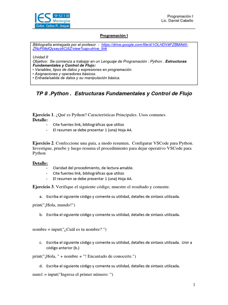 TP 8 | PDF | Python (lenguaje de programación) | Programación de ...