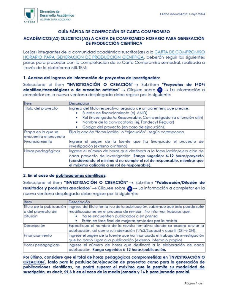 DDA Guía Rápida Confección Carta Compromiso Semestral Con Suscripción ...