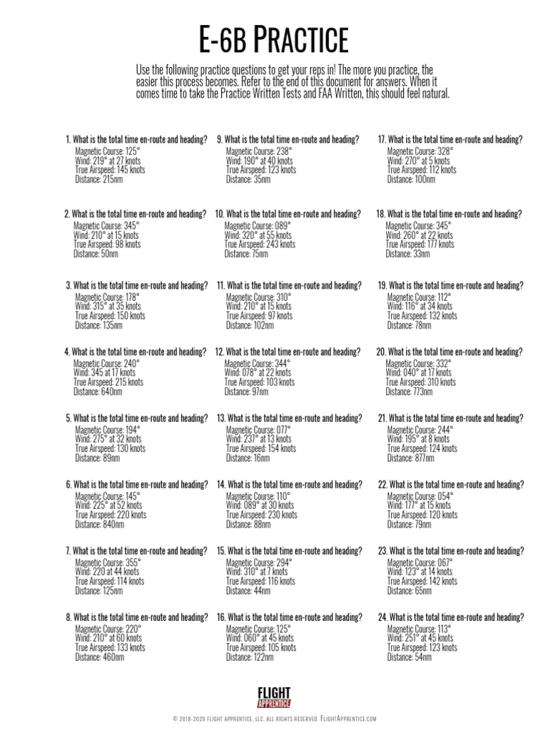 E6b Workbook | PDF | Airspeed | Velocity