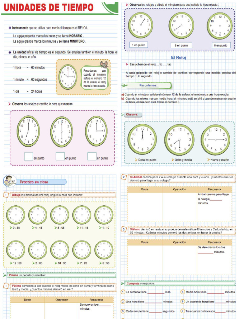Ficha de Matemàtica - Unidades de Tiempo 9 Noviembre | PDF