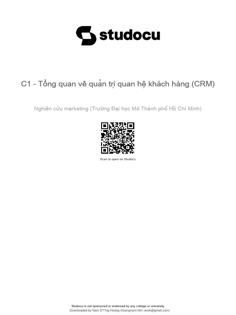 c1 Tong Quan Ve Quan Tri Quan He Khach Hang CRM | PDF