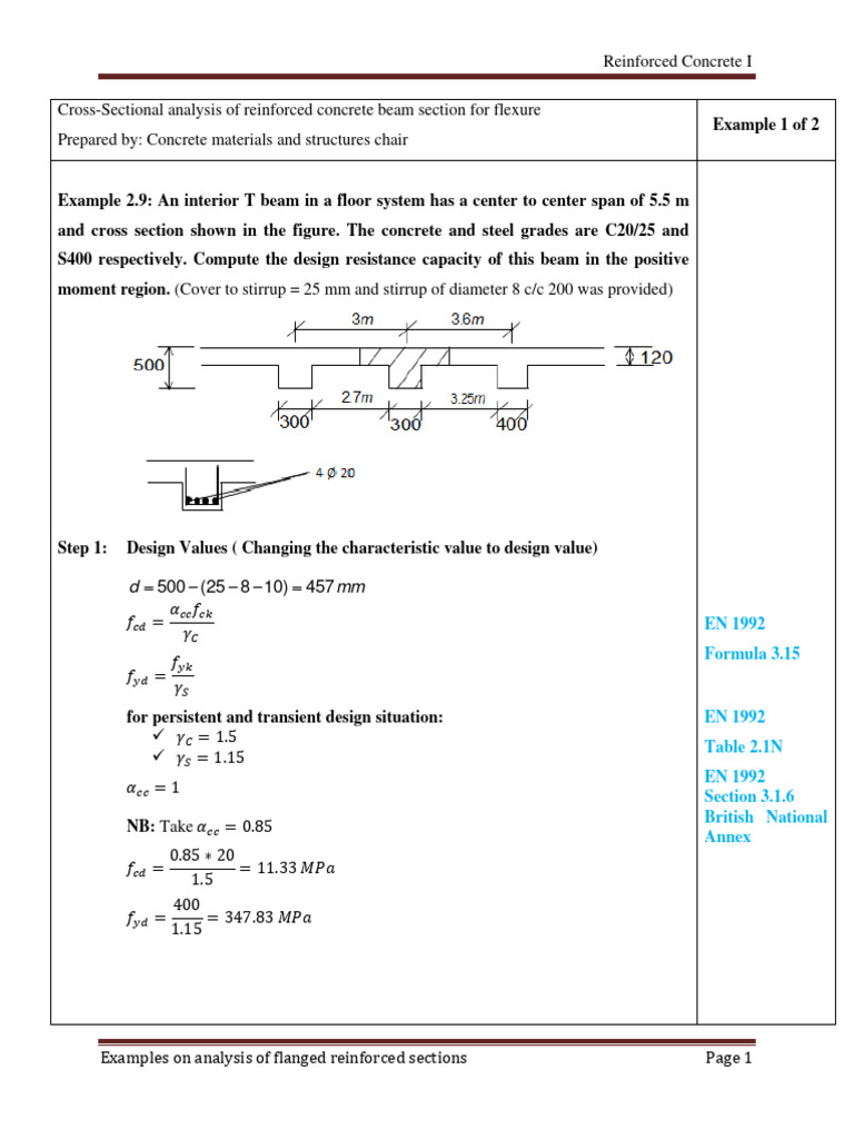 T-Beam Design Resistance Analysis | PDF | Beam (Structure) | Bending