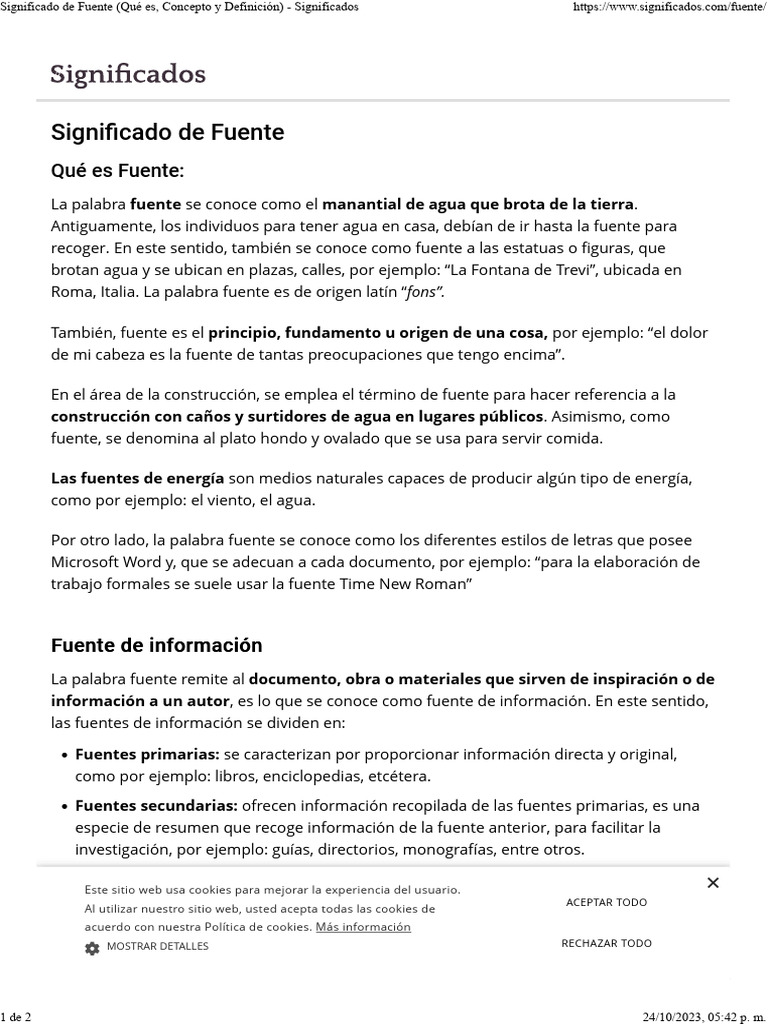 Significado de Fuente (Qué Es, Concepto y Definición) - Significados ...