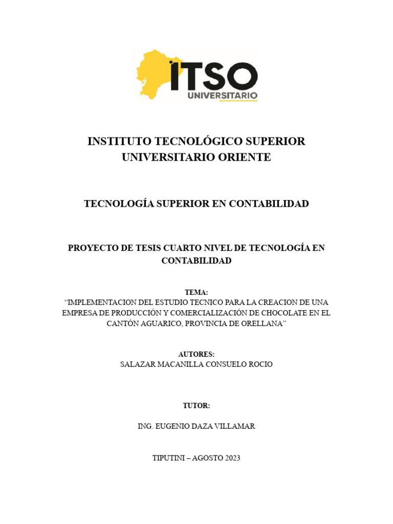 Itso Proyecto de Tesis Consuelo Salazar | PDF | Business | Chocolate