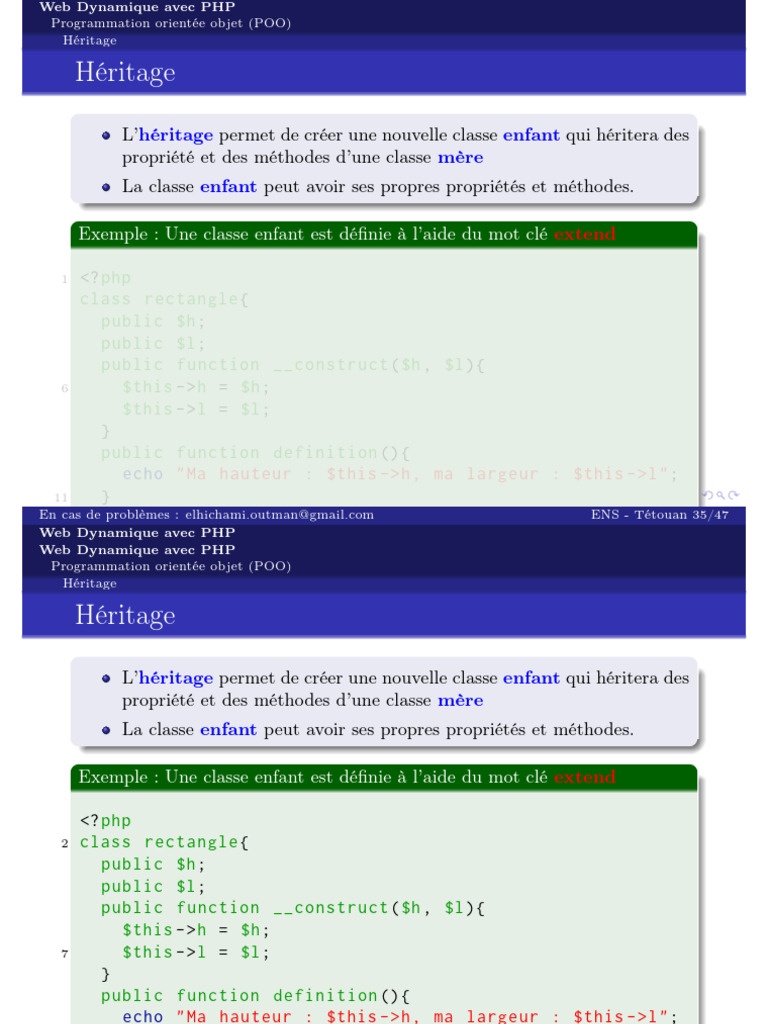 Cours POO Part3et4 | PDF | PHP | Programmation orientée objet