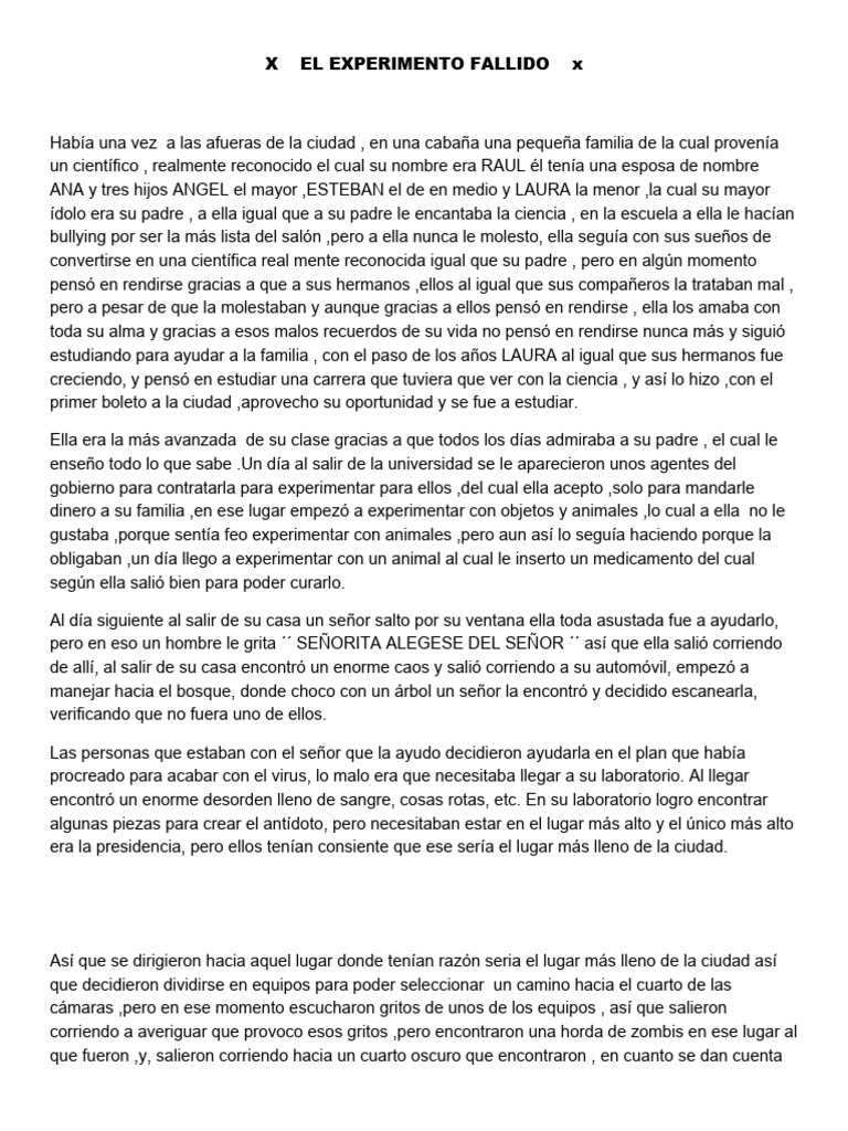 X EL EXPERIMENTO FALLIDO X | PDF