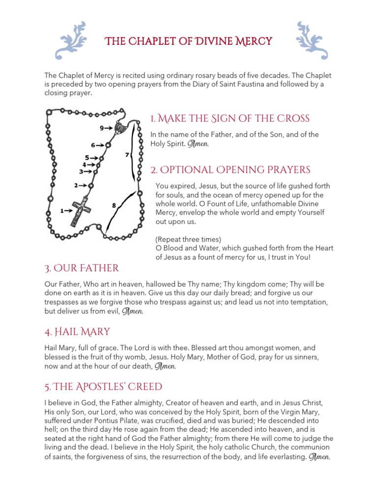 The Chaplet Of Divine Mercy Pdf Mercy Lord S Prayer