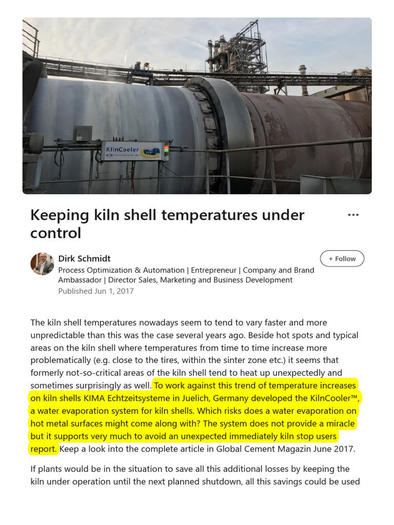 Keeping Kiln Shell Temperatures Under Control | PDF | Water | Temperature