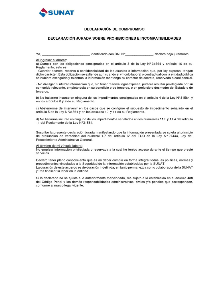 20 Declaracion de Compromiso LEY Nro 31564 | PDF | Derecho