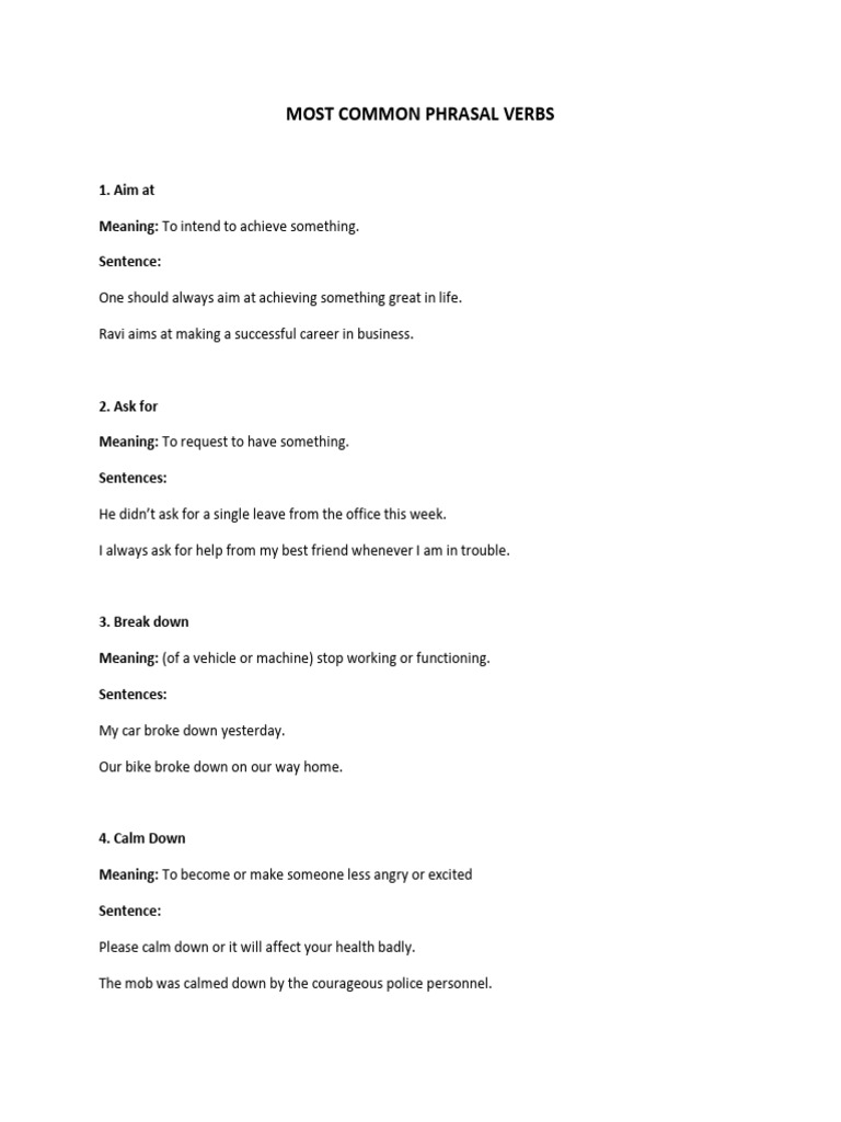 Most Common Phrasal Verbs | PDF