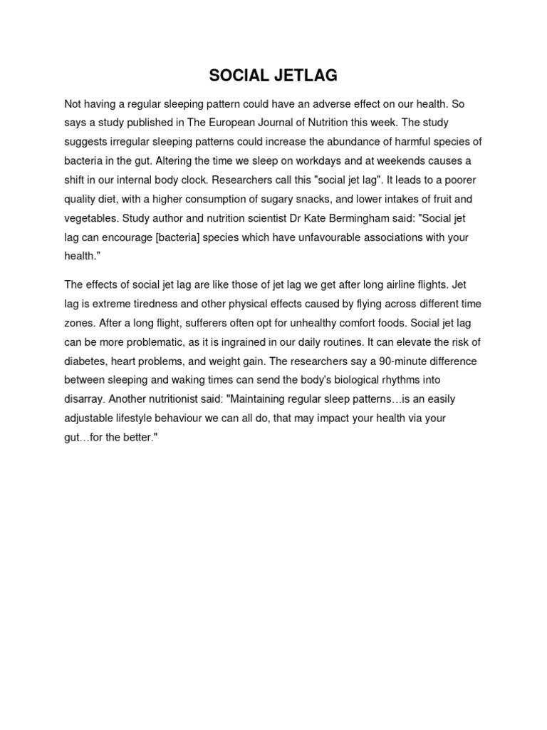 Impact of Social Jet Lag on Health | PDF