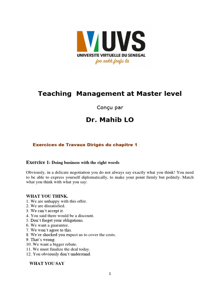Teaching Management at Master Level: Conçu Par | PDF | Customer ...