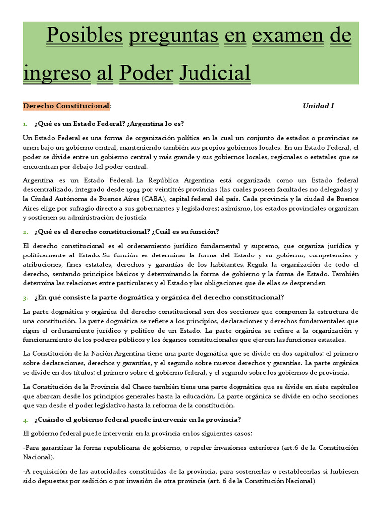 Preguntas Clave sobre Derecho Constitucional | PDF | Habeas corpus ...