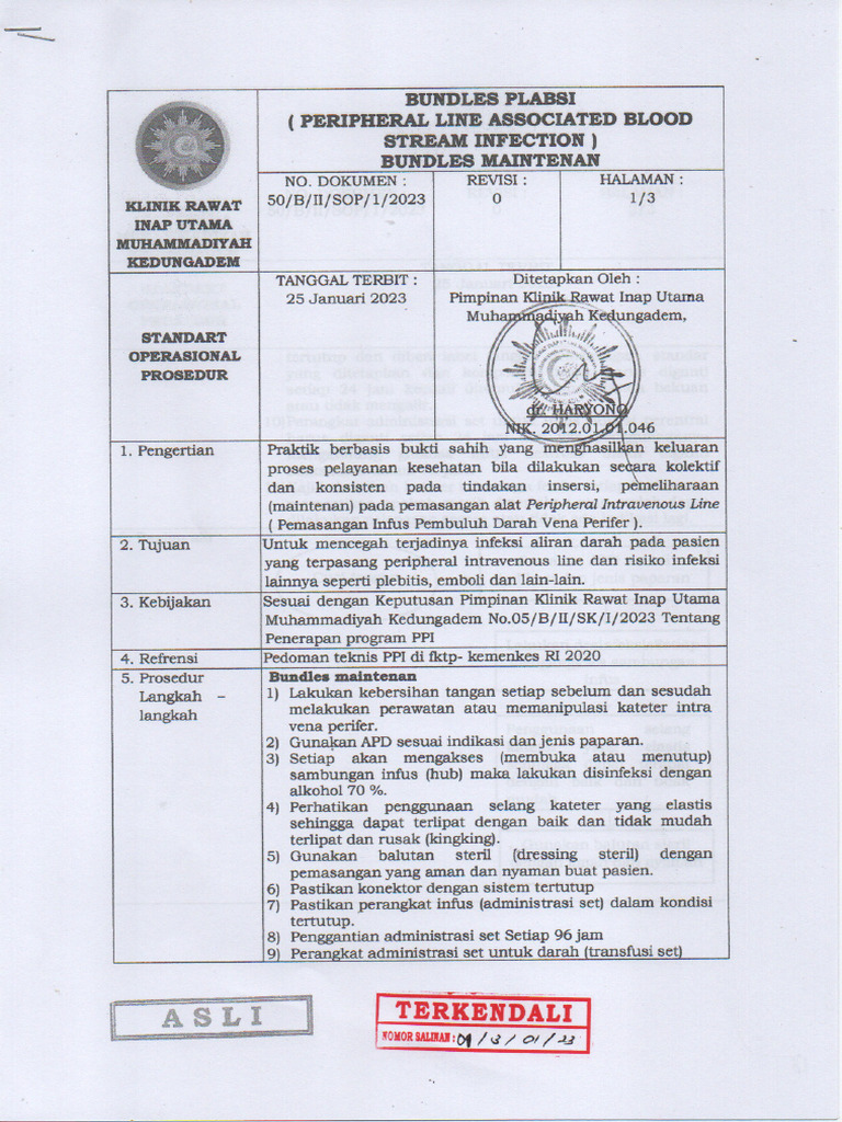 Sop Perawatan Infus | PDF