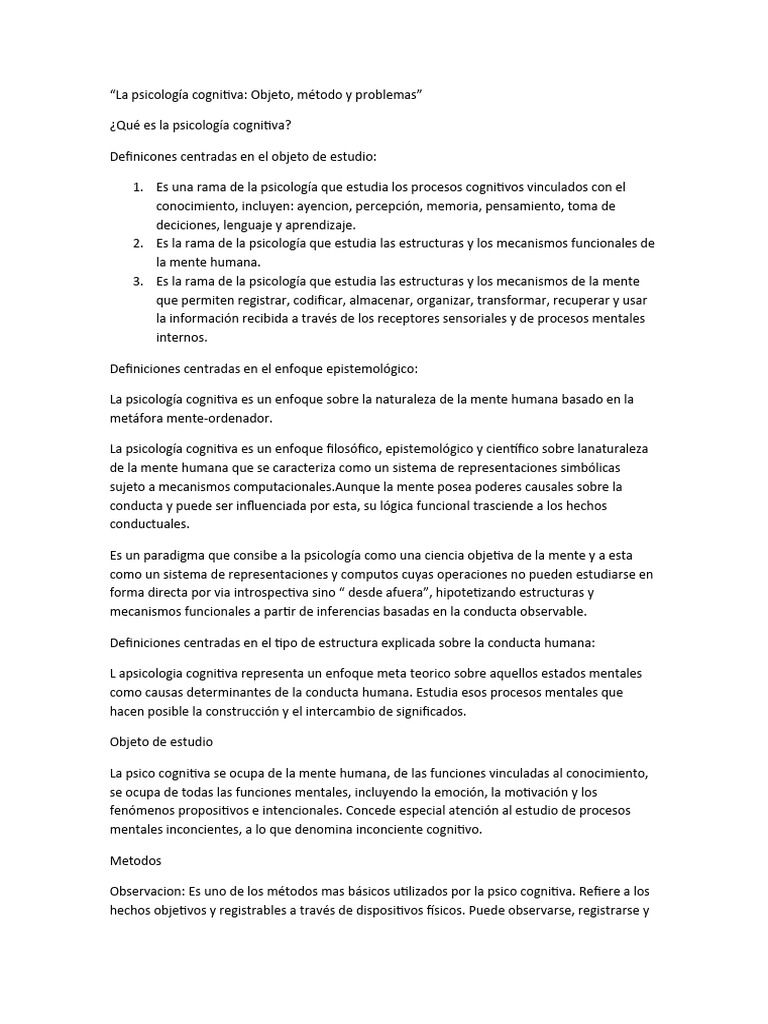 Resumen Psico General | PDF | Sicología | Mente