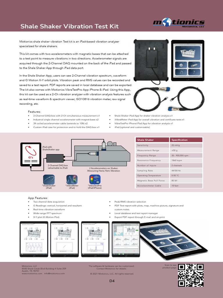 Shale Shaker Vibration Test Kit | PDF | Accelerometer | I Pad