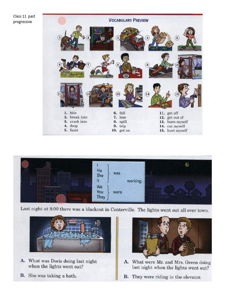 Past Progressive Practice Guide | PDF