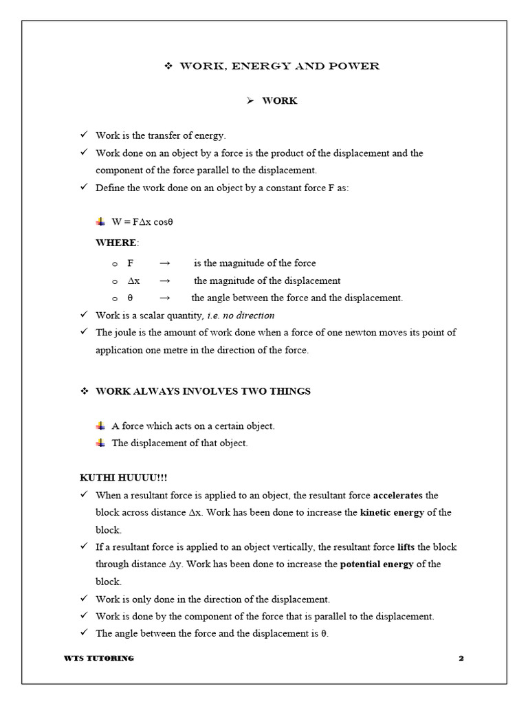 2020 Wts 12 Work, Energy & Power | PDF | Force | Motion (Physics)