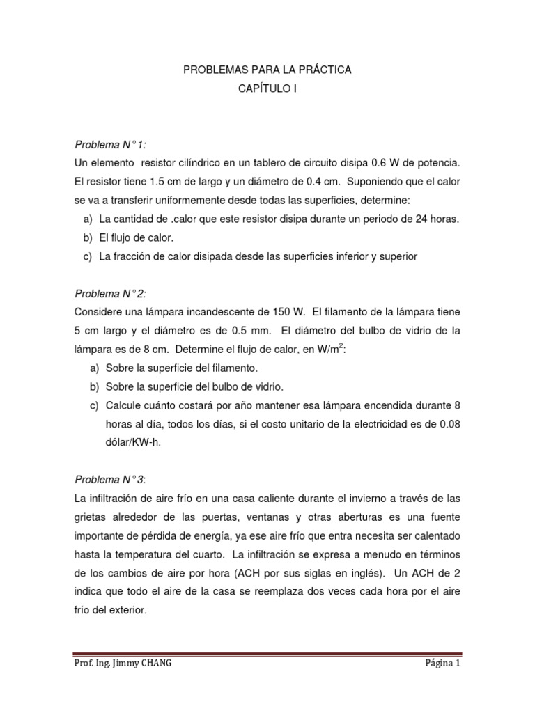 Problemas para La Practica Cap 1 | PDF | Calor | Temperatura