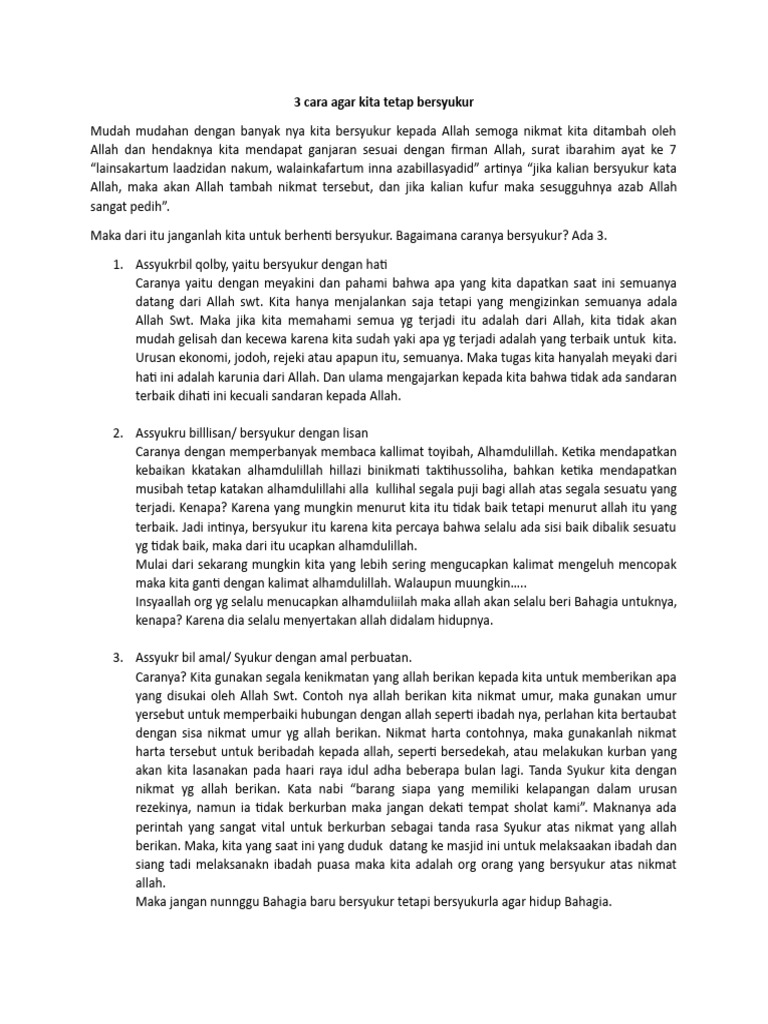 3 Cara Agara Kita Tetap Bersyukur | PDF