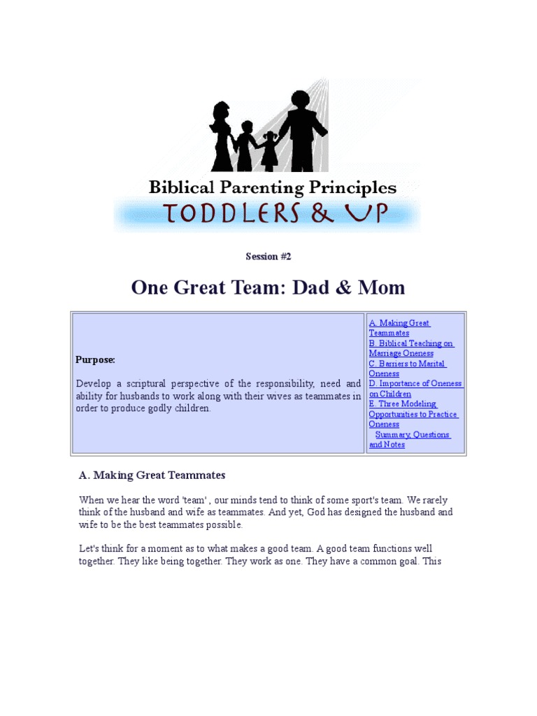 One Great Team: Dad & Mom: A. Making Great Teammates | PDF | Marriage ...