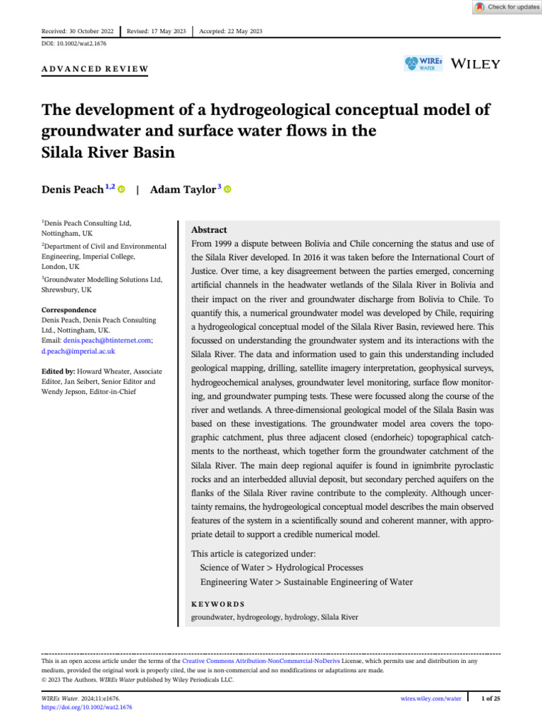 WIREs Water - 2023 - Peach - The Development of A Hydrogeological ...
