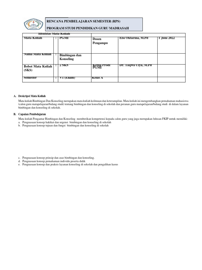 RPS SILABUS BK - PGMI Juni 2024 | PDF