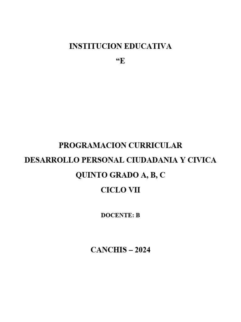 Esquema Pca 5° DPCC-2024 | PDF | Desarrollo personal | Evaluación