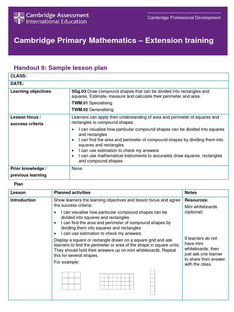 Sample Lesson Plan | PDF | Area | Learning