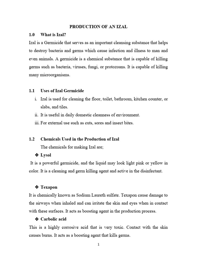 How to Make Izal Germicide at Home | PDF | Disinfectant | Microorganism