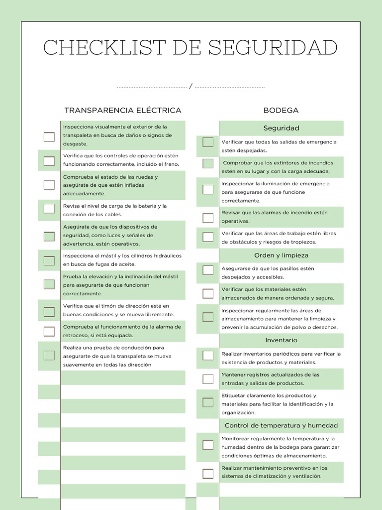 Checklist de Seguridad | Descargar gratis PDF | Máquina elevadora