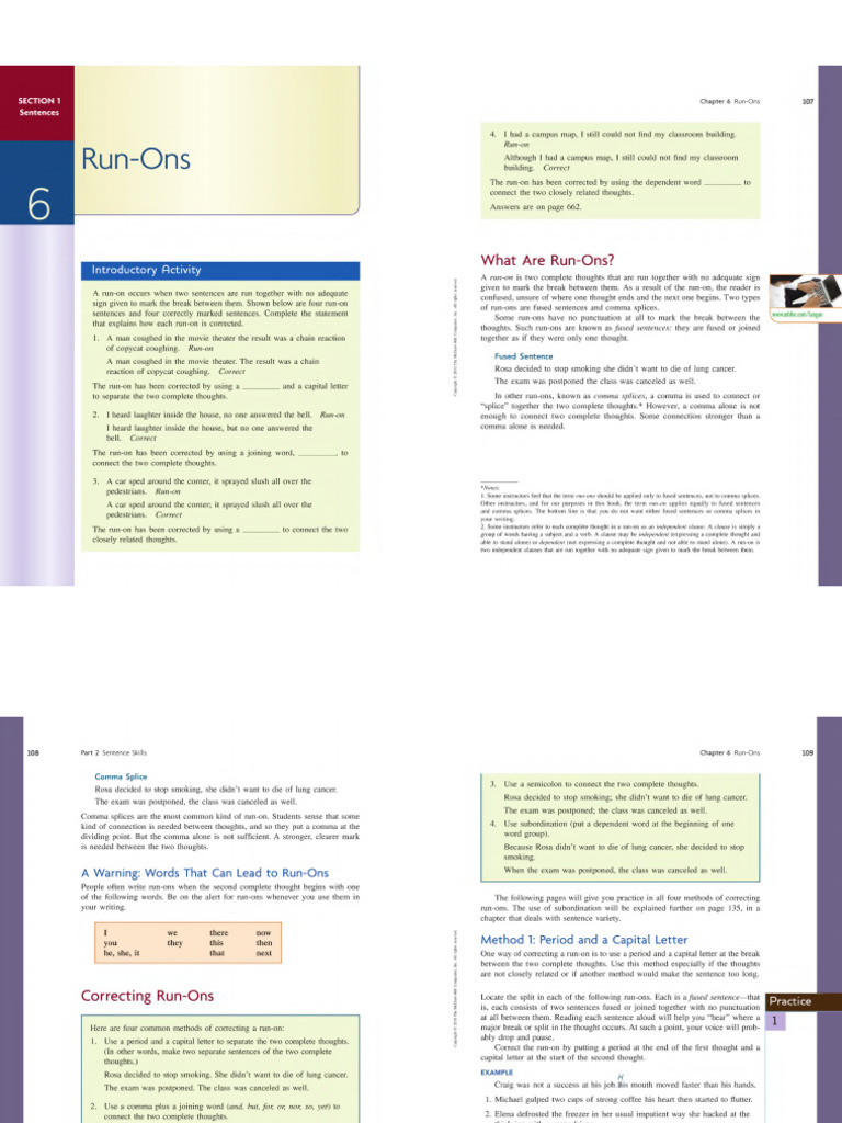 Run Ons Practice | PDF | Language Mechanics