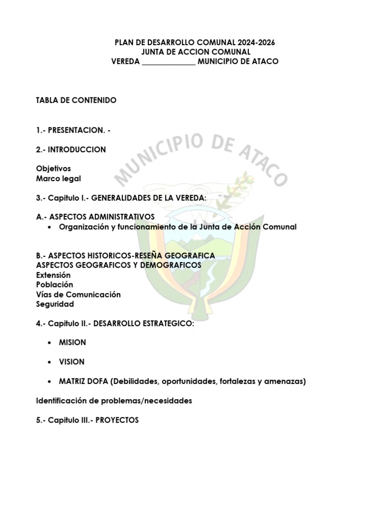 Plan de Desarrollo Comunal 2024-2026 | PDF | Planificación | Evaluación