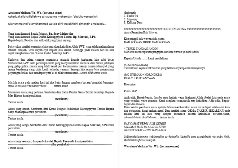 Gema Takbir Sekartaji 1445H: Acara dan Sambutan | PDF