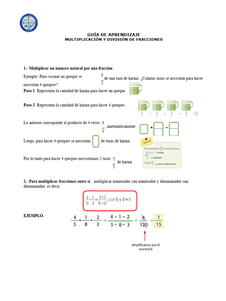 7° Fracciones Multiplicacion y Division | PDF | Multiplicación ...