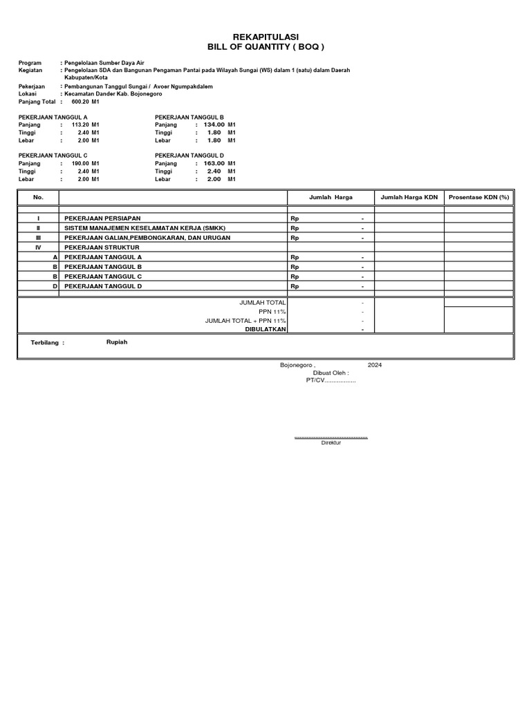 Boq Afvoer Ngumpakdalem 2024 Rev 3 Ok | PDF
