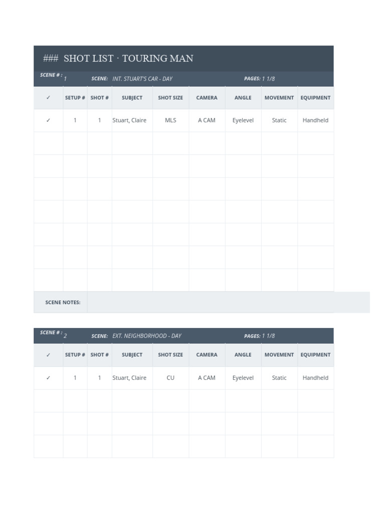 StudioBinder Ultimate Shot List Template | Download Free PDF | Camera ...