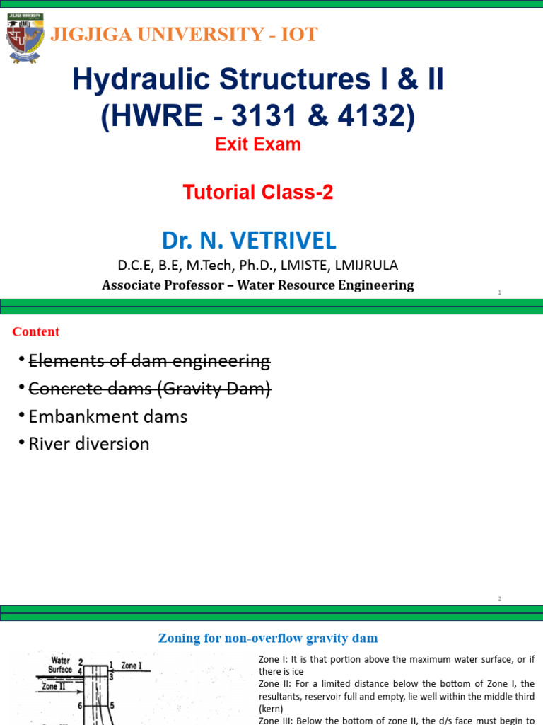 Hydraulic Structures - Tutorial-26.04.2024 | PDF | Dam | Environmental ...