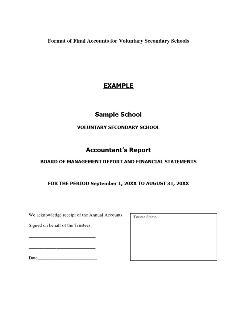 Sample Financial Accounts Format Accountants Report | Download Free PDF ...