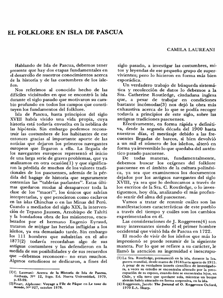 El Folklore En Isla De Pascua Camila Laureani Pdf Batata Carne