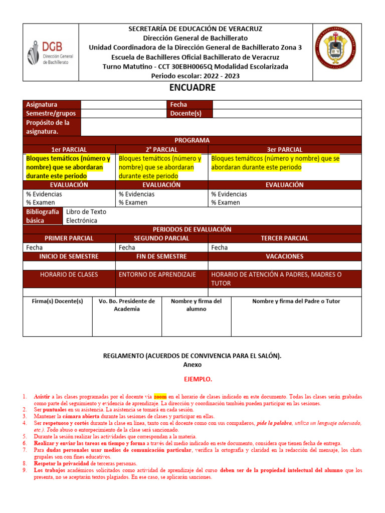 FORMATO Encuadre Ago 2022 | PDF