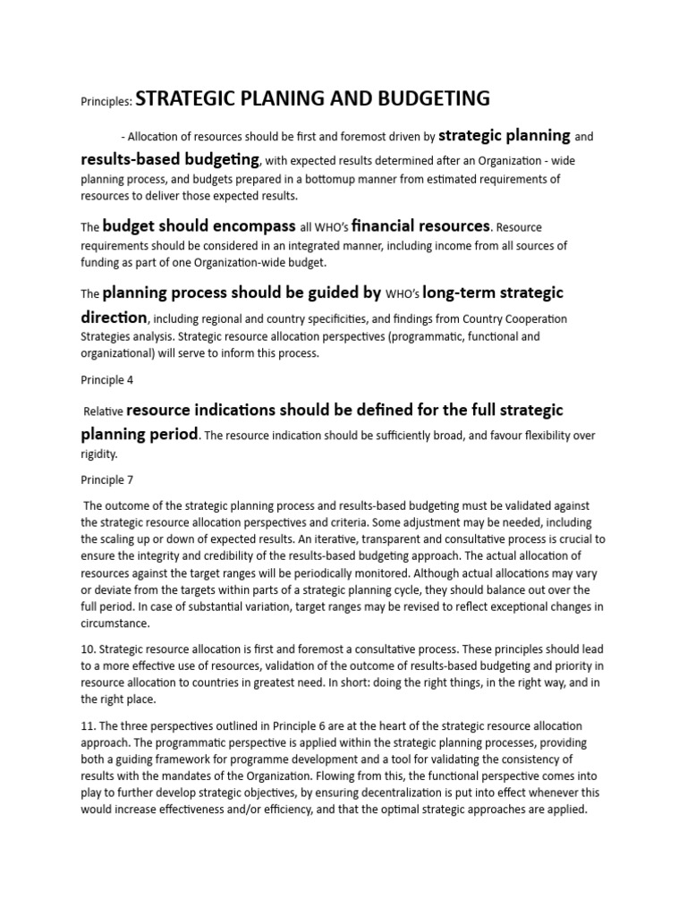 POM Principles of Resources Allocation | PDF | Strategic Planning | Budget