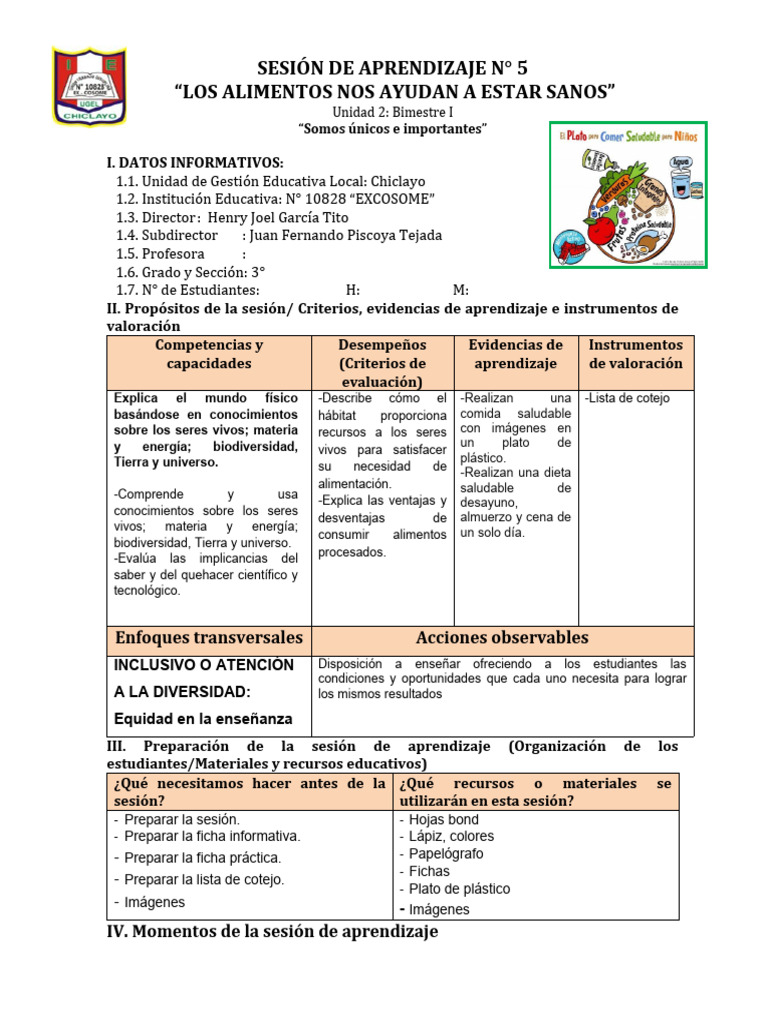 SESIÓN CYT Los Alimentos Nos Ayudan A Estar Sanos | PDF | Alimentos ...